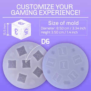 Silicone D6 Dice Mold - Set of 6 X D6 Dice - Silicone Mold for Resin ...