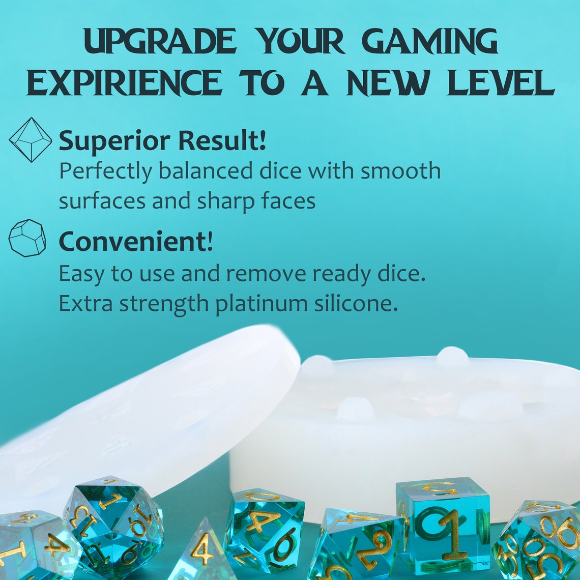 Silicone Dice Mold for Resin - 7 RPG Dice Set - Reusable Silicone Mold ...