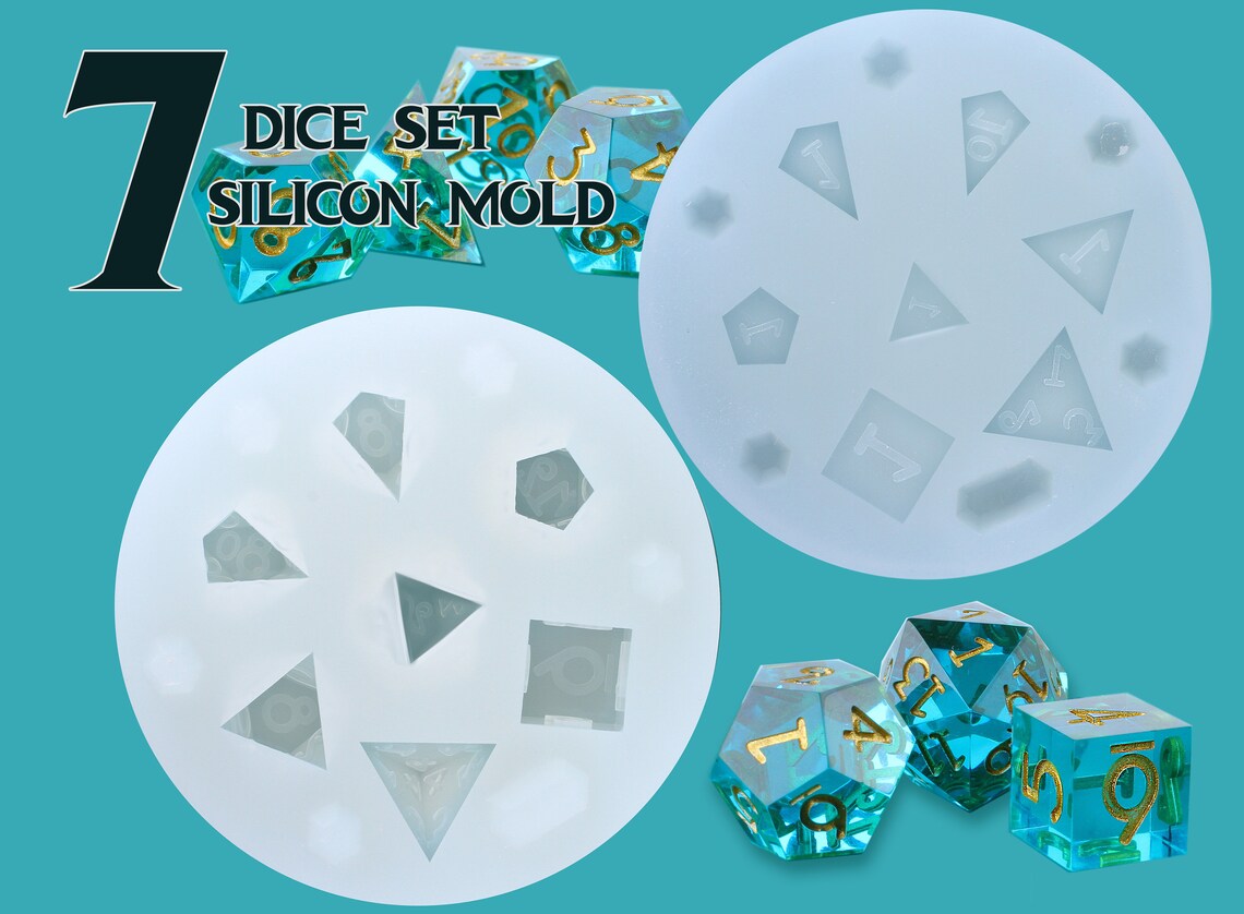 Silicone Dice Mold for Resin - 7 RPG Dice Set - Reusable Silicone Mold ...