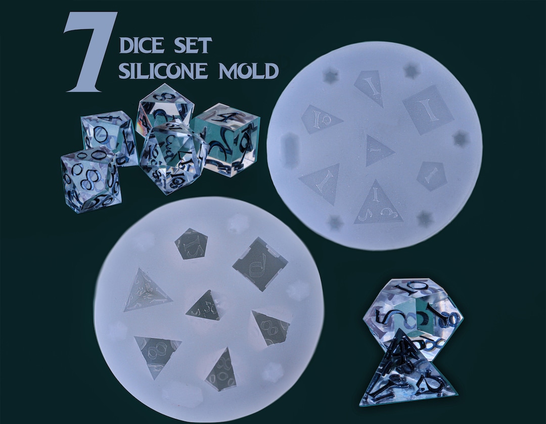 Silicone Mold RPG Dice Set - 7 Sharp Edge Dice Set - Reusable Silicone ...