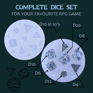 Silicone Mold RPG Dice Set - 7 Sharp Edge Dice Set - Reusable Silicone ...