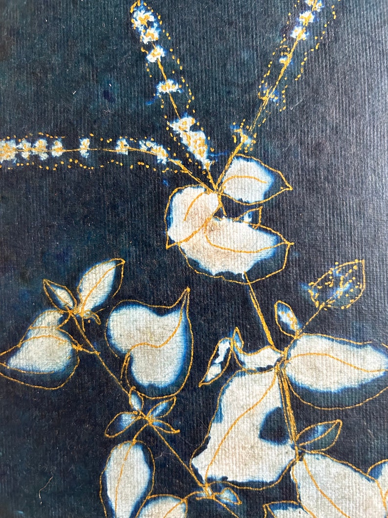 Flora Blue Botanical Cyanotype Wallhanging Art Original Handmade ...