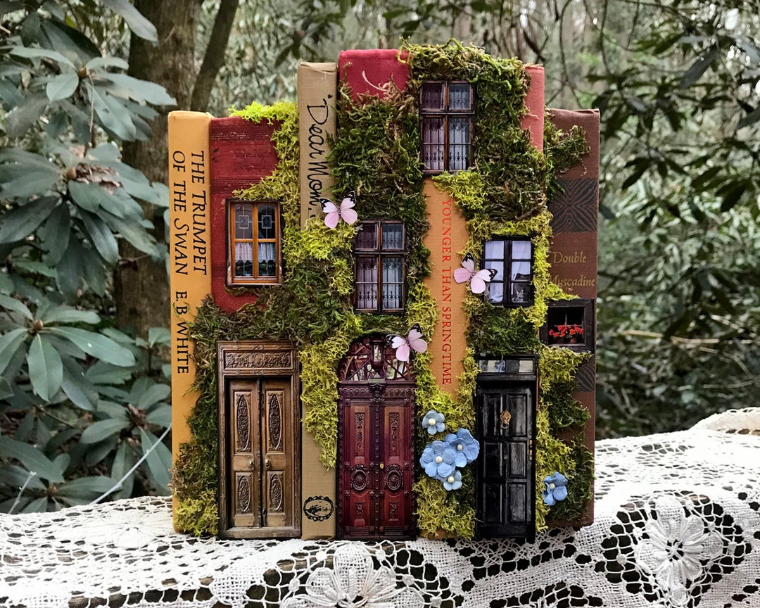 Custom Bookshelf Insert SAMPLES of Row Houses/repurposed Books/book ...