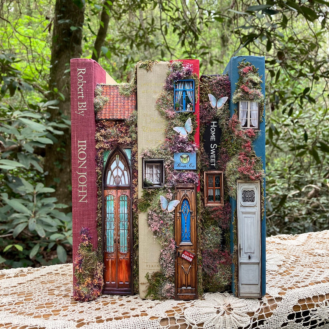 Custom Bookshelf Insert SAMPLES of Row Houses/repurposed Books/book ...