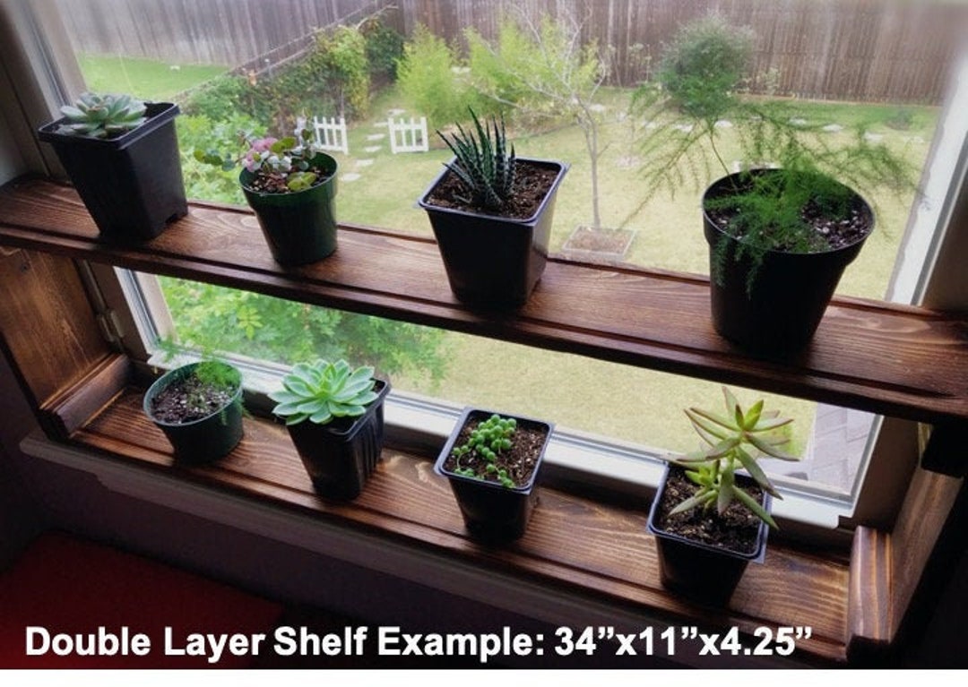 Multi-layer Rustic Window Sill Shelf for Succulents, Wandering Jew ...