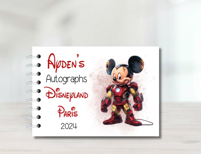 Personalised Iron Man, Mickey Mouse Disney Autograph Book, Protective ...