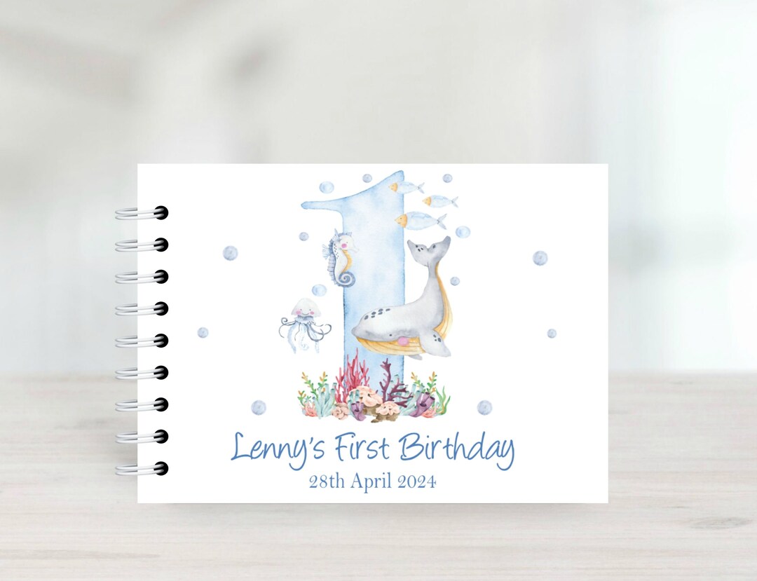 Personalised Under the Sea 1st First Birthday Guest Book, Guestbook ...