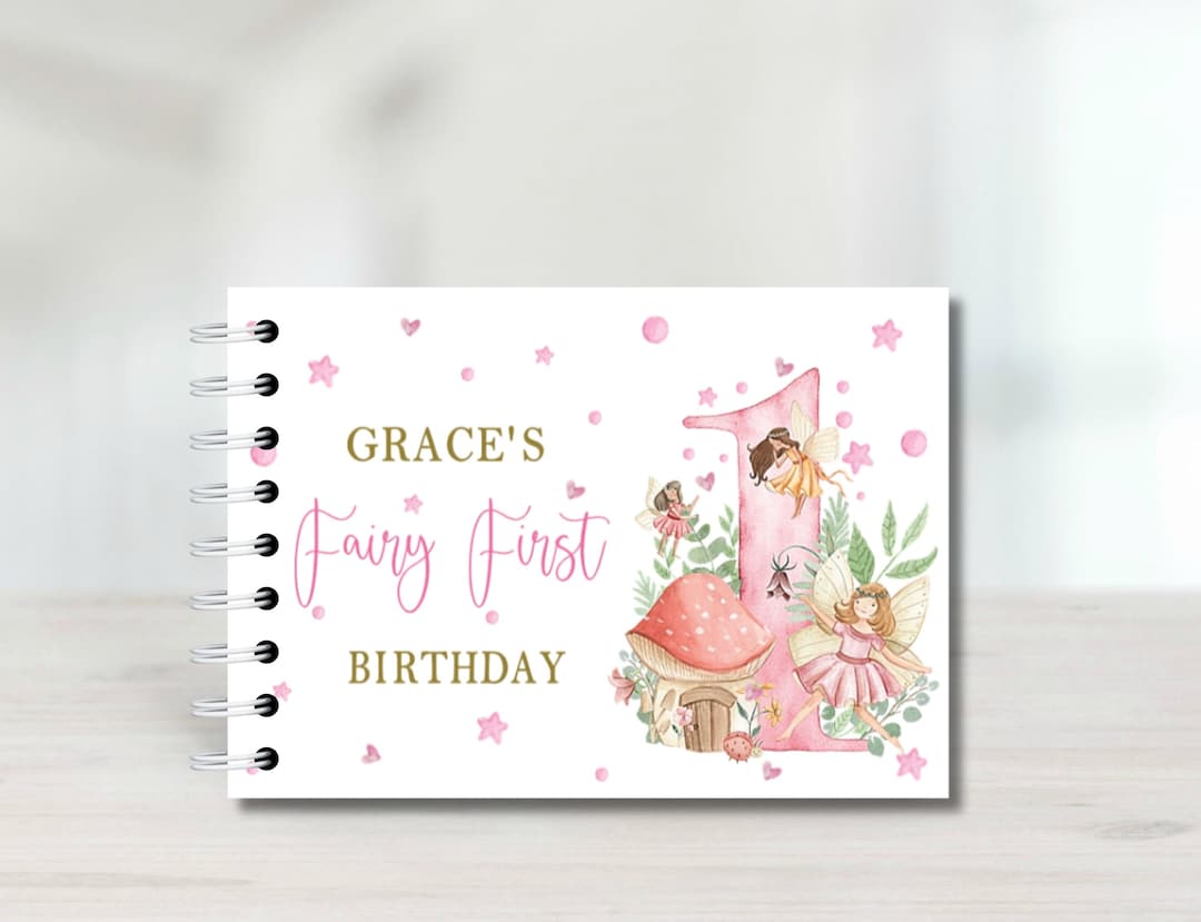 Personalised Fairy First 1st Birthday Guest Book, Guestbook, Message ...