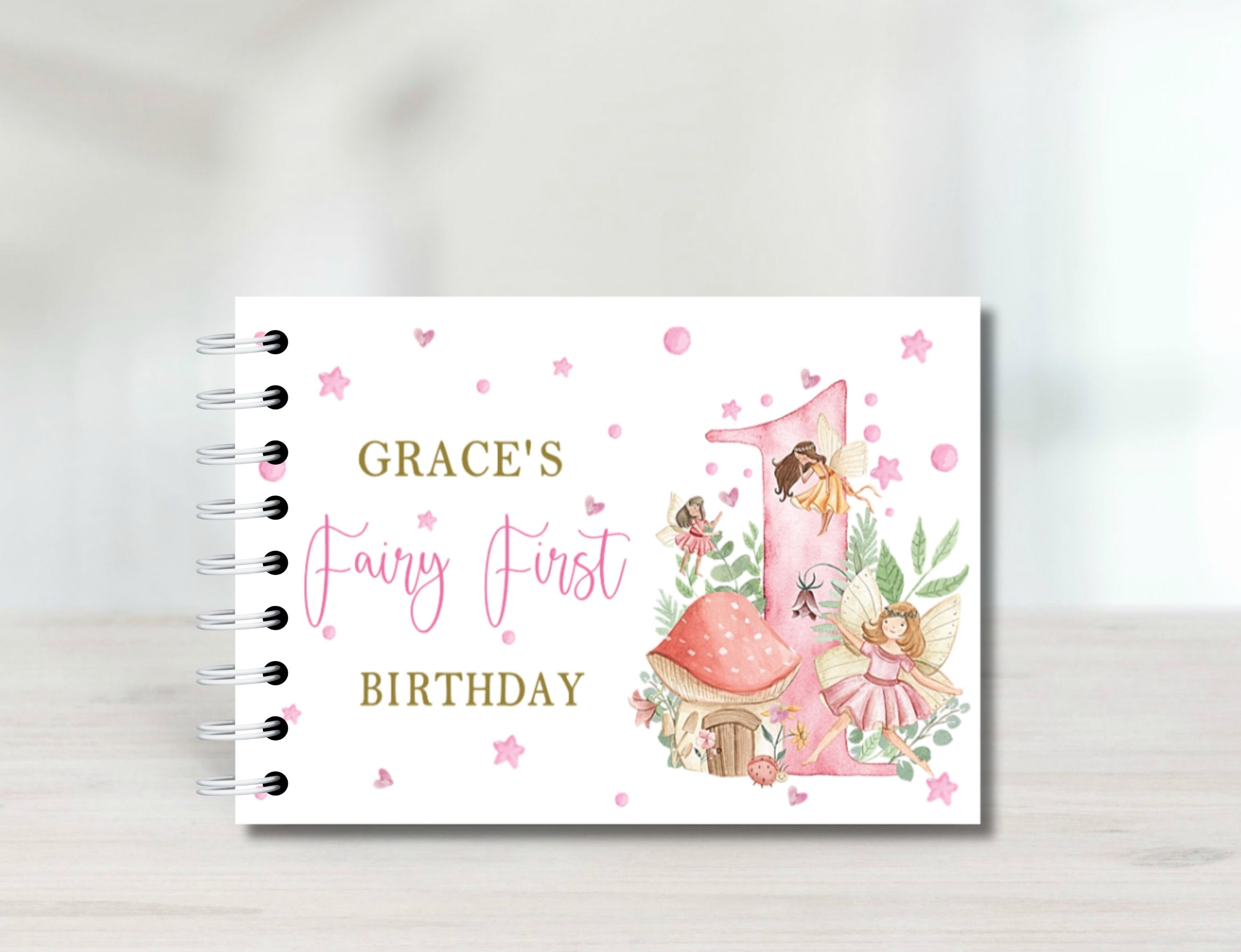 Personalised Fairy First 1st Birthday Guest Book, Guestbook, Message ...