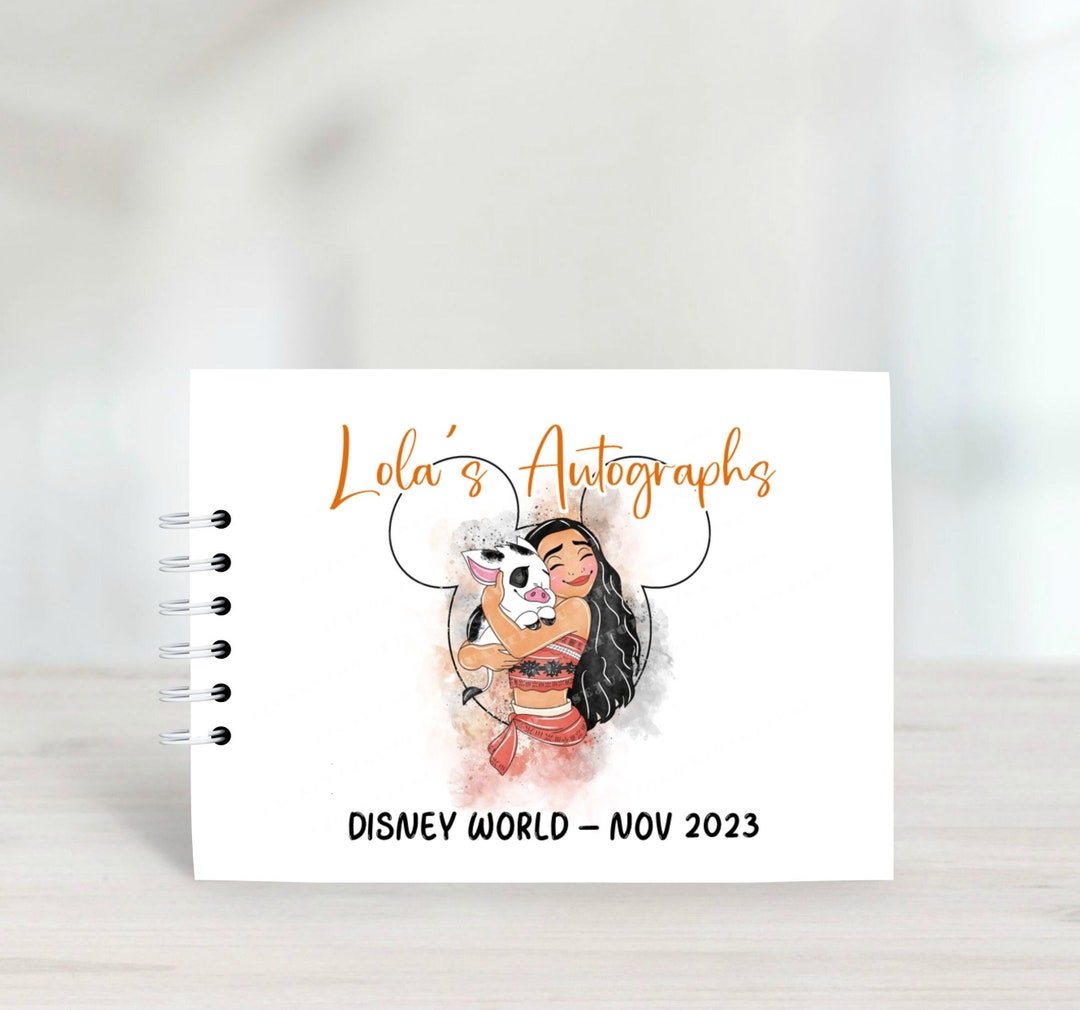 Personalised Moana Autograph Book With Protective Covers, Disneyland ...