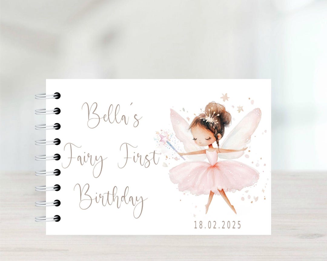 Personalised Fairy First 1st Birthday Guest Book, Guestbook, Message ...