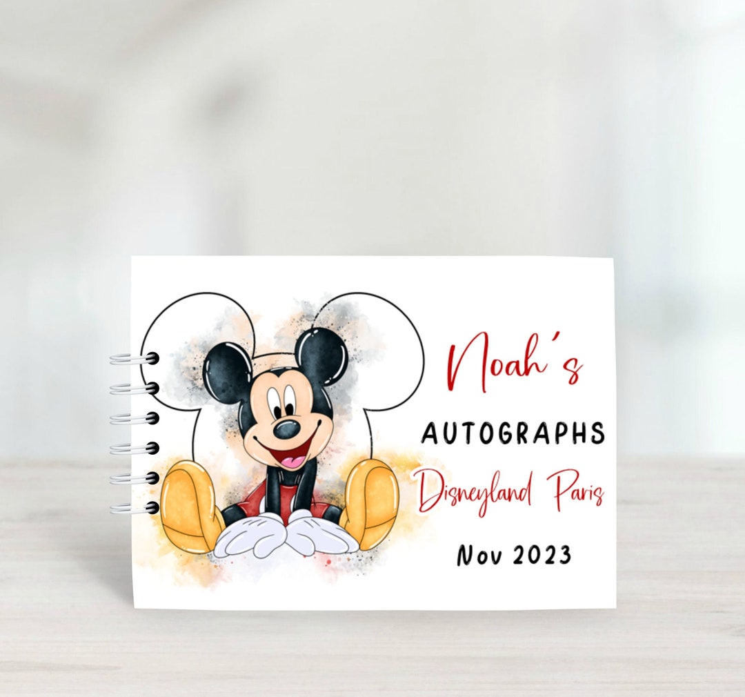 Personalised Mickey Mouse Autograph Book, Protective Covers, Disneyland ...