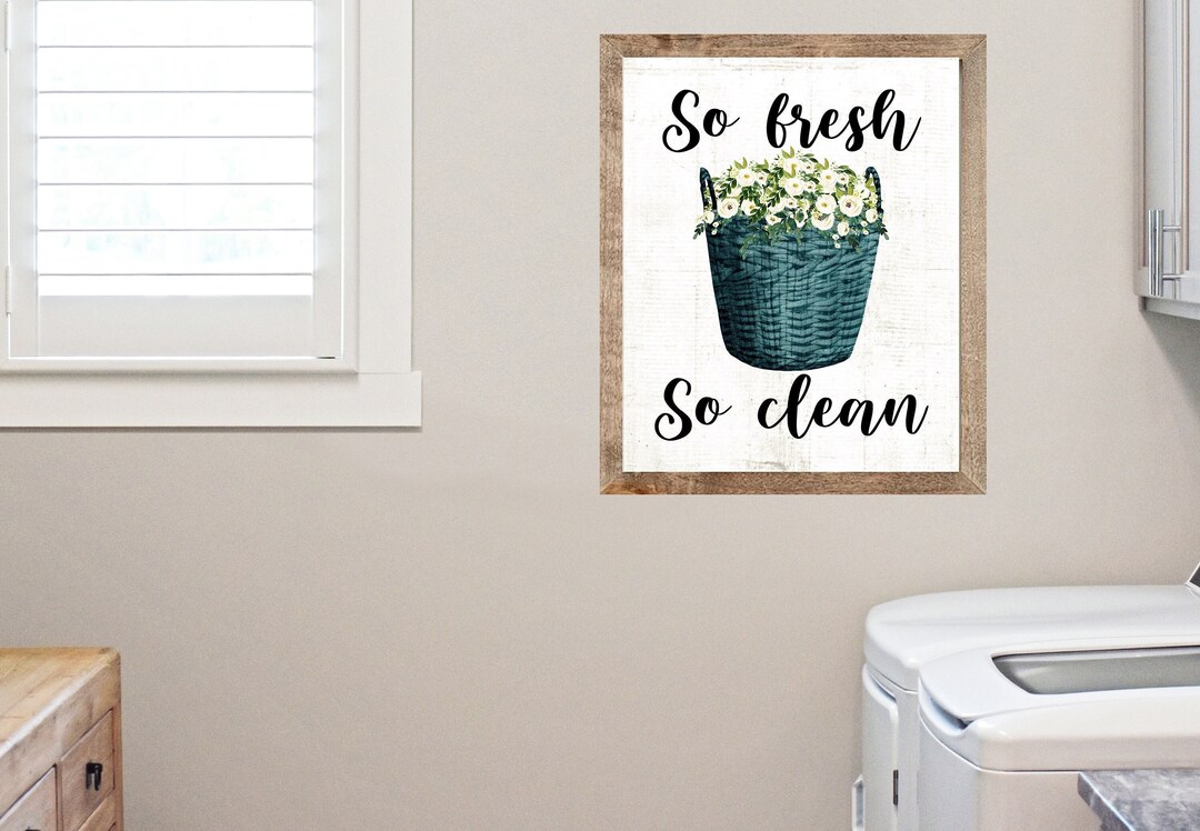 PRINT & SHIP/TEAL Laundry Basket With Flowers Laundry Room Print ...