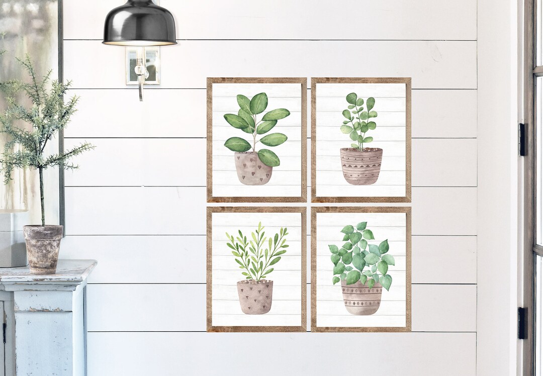 DIGITAL Download/four Potted Plants/home Decor/home Decor Wall Art ...