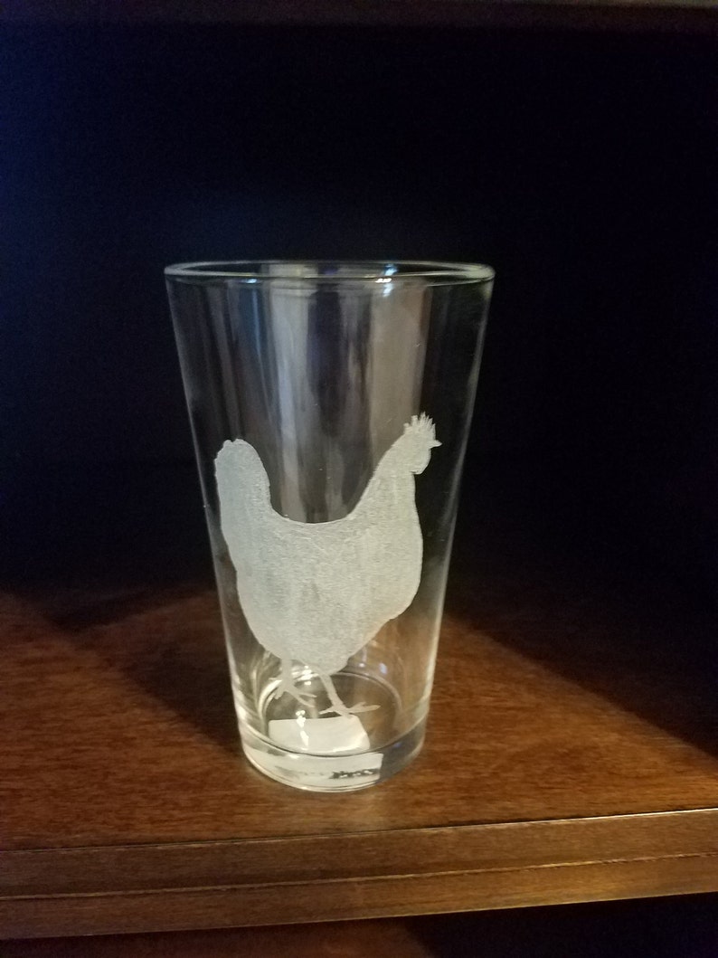 Hand Etched Decorative Chicken Glass - Etsy