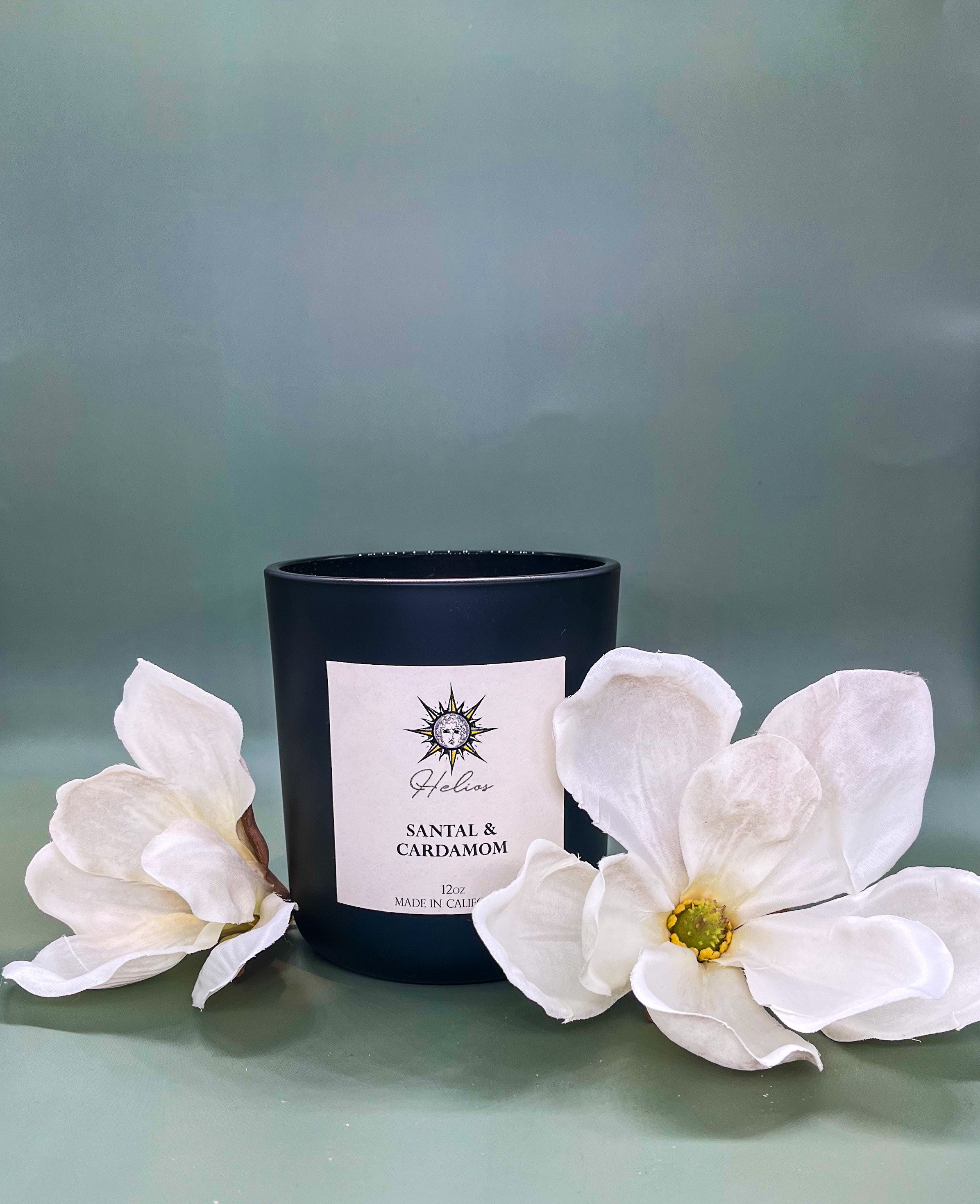 12oz.santal and Cardamom Scented Candles With Wax Flowers - Etsy