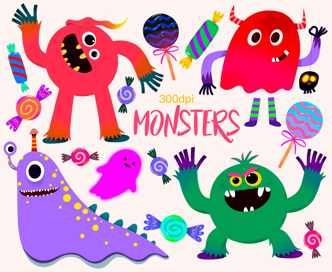 Cute Naughty Monster Digital Clipart/png Files/halloween - Etsy