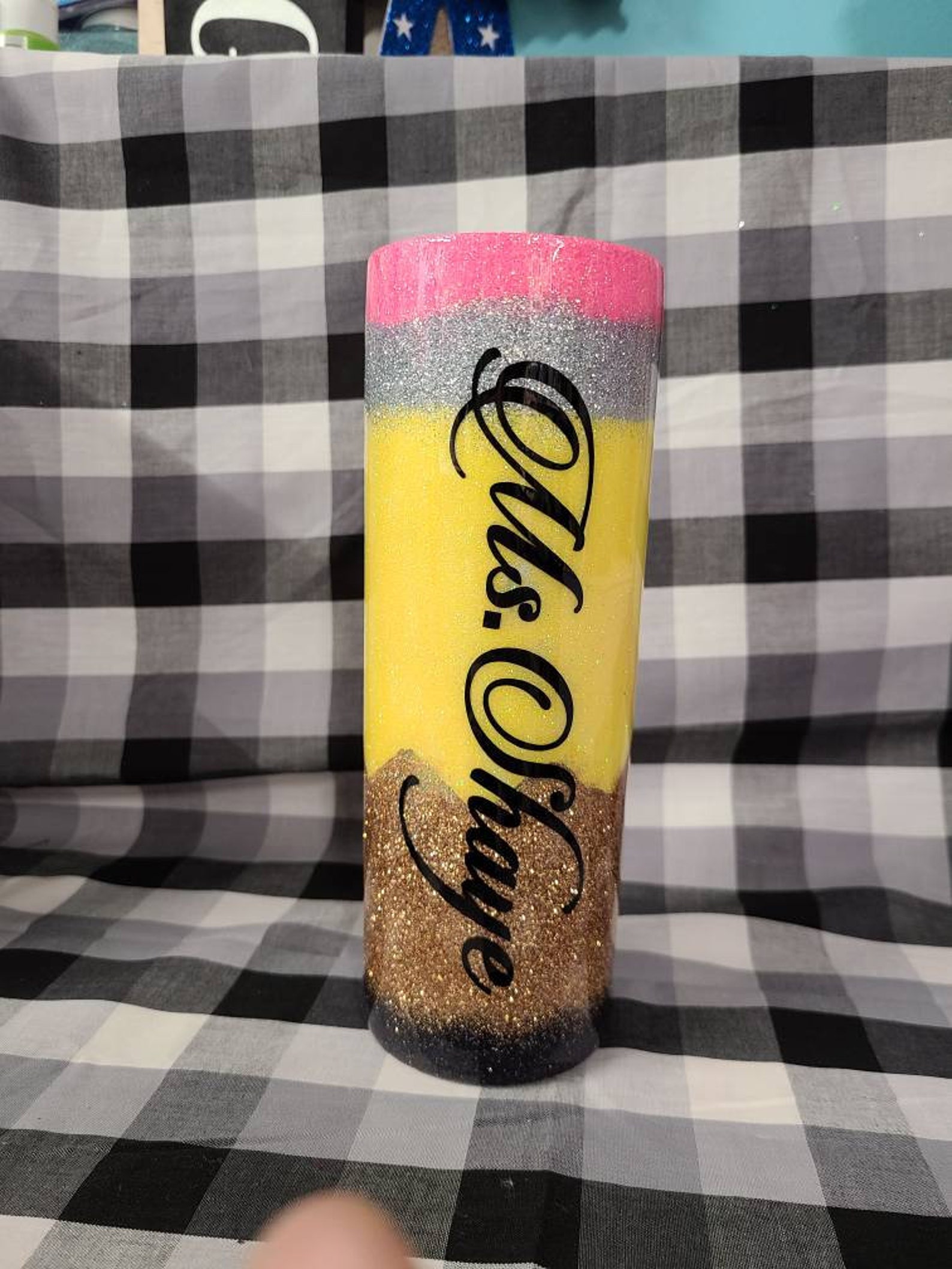 Pencil Tumbler Teacher Tumbler Personalized Tumber Epoxied - Etsy