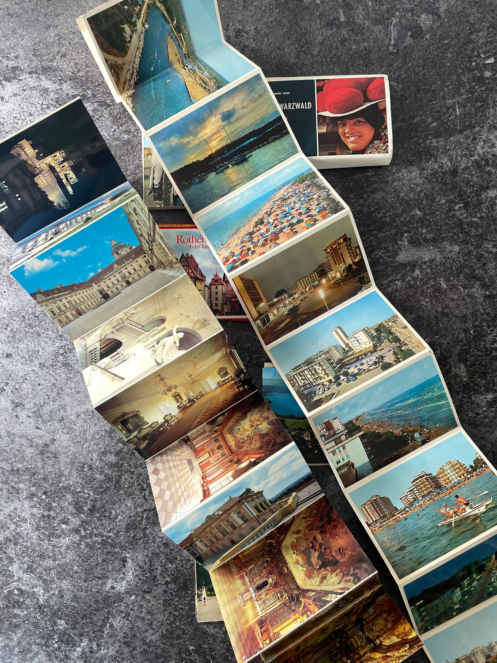 Mini Vintage Postcard Accordion Booklet, Retro Travel Souvenirs ...