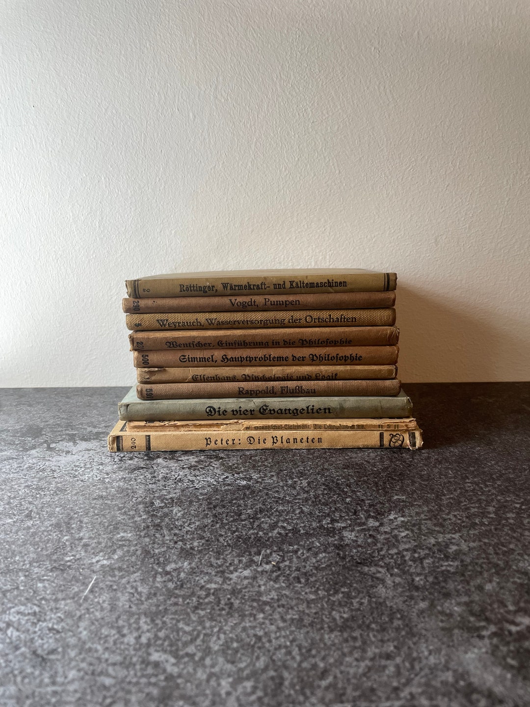 Bundle of 10 Old German School Books, Vintage Beige and Brown Shades ...