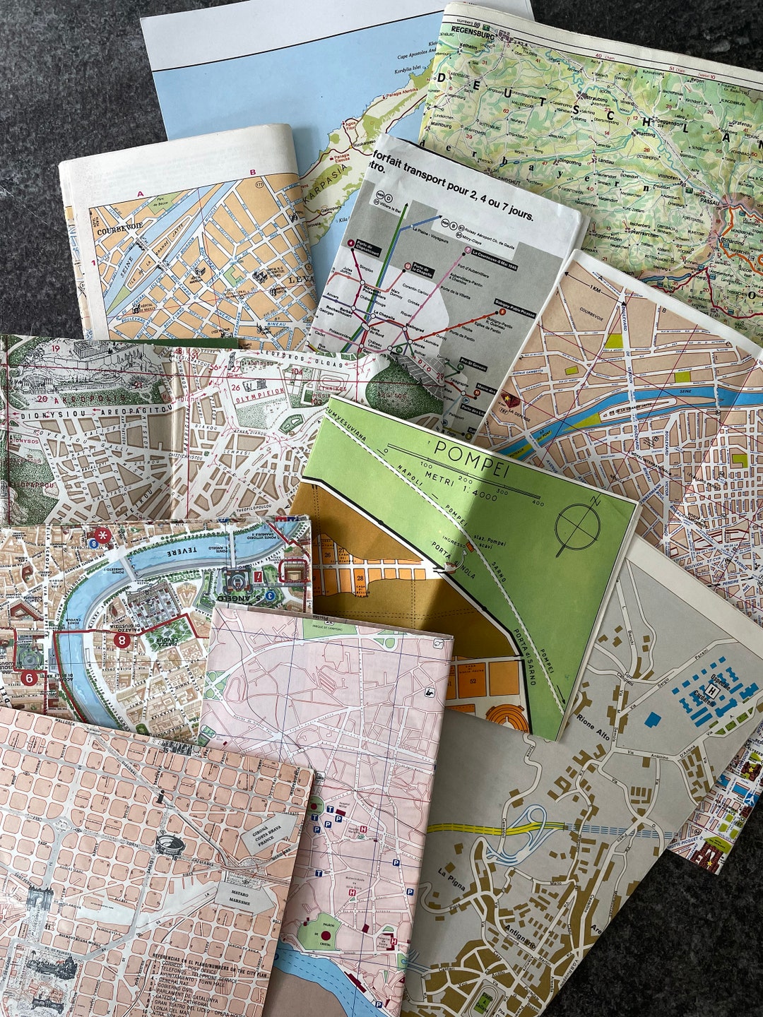 Bundle of Vintage Travel and Tourist Maps for Art and Collages, Travel ...