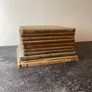 Bundle of 10 Old German School Books, Vintage Beige and Brown Shades ...