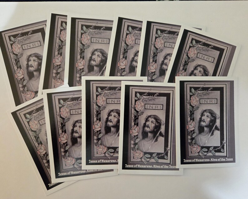 Dark Devotional Prayer Card – Jesus INRI Gothic Catholic Art – Mystical ...
