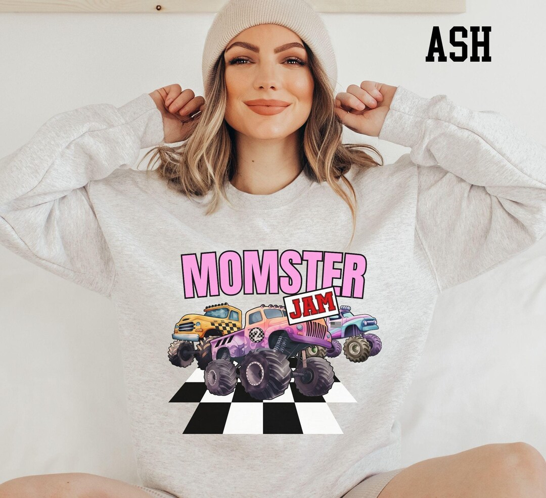 Monster Truck Jam Momster Sweatshirt Hot Cars Wheels Pit Crew Boy Girl ...