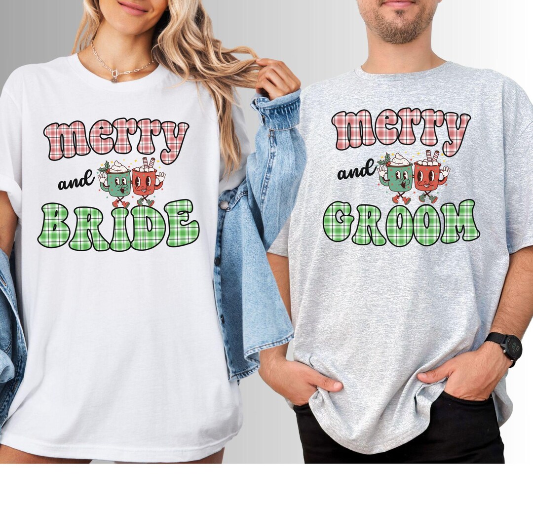 Christmas Wedding Couples Sweatshirts - Merry Bride His and Hers Top - Etsy