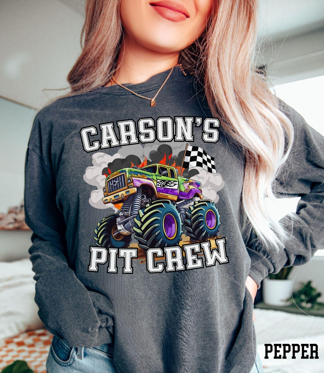 Custom Name Pit Crew Party Monster Truck Jam Birthday Hot Cars Wheels ...