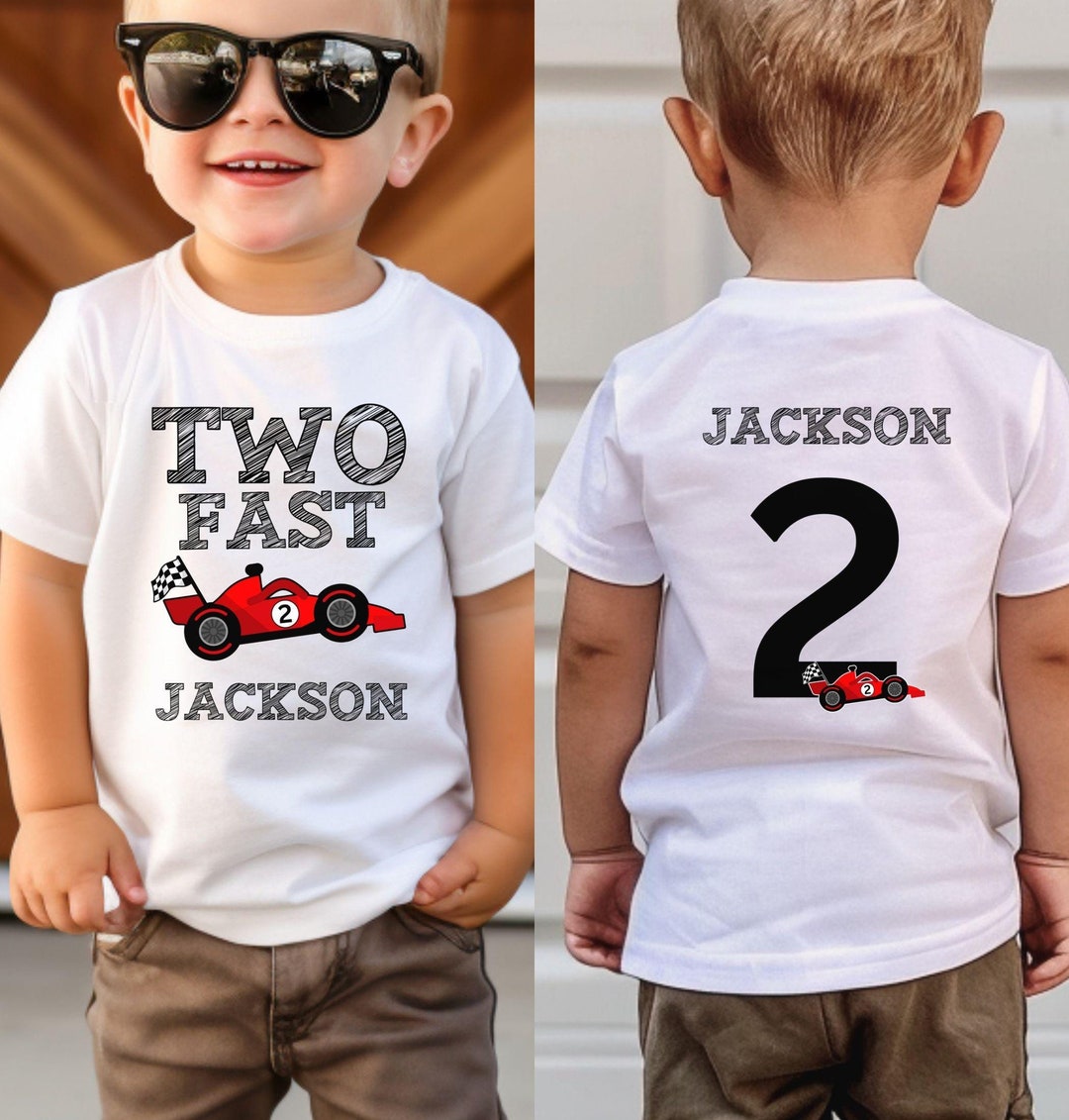 Two Fast Race Car 2nd Birthday Shirt: Personalized Racing Party Tee - Etsy