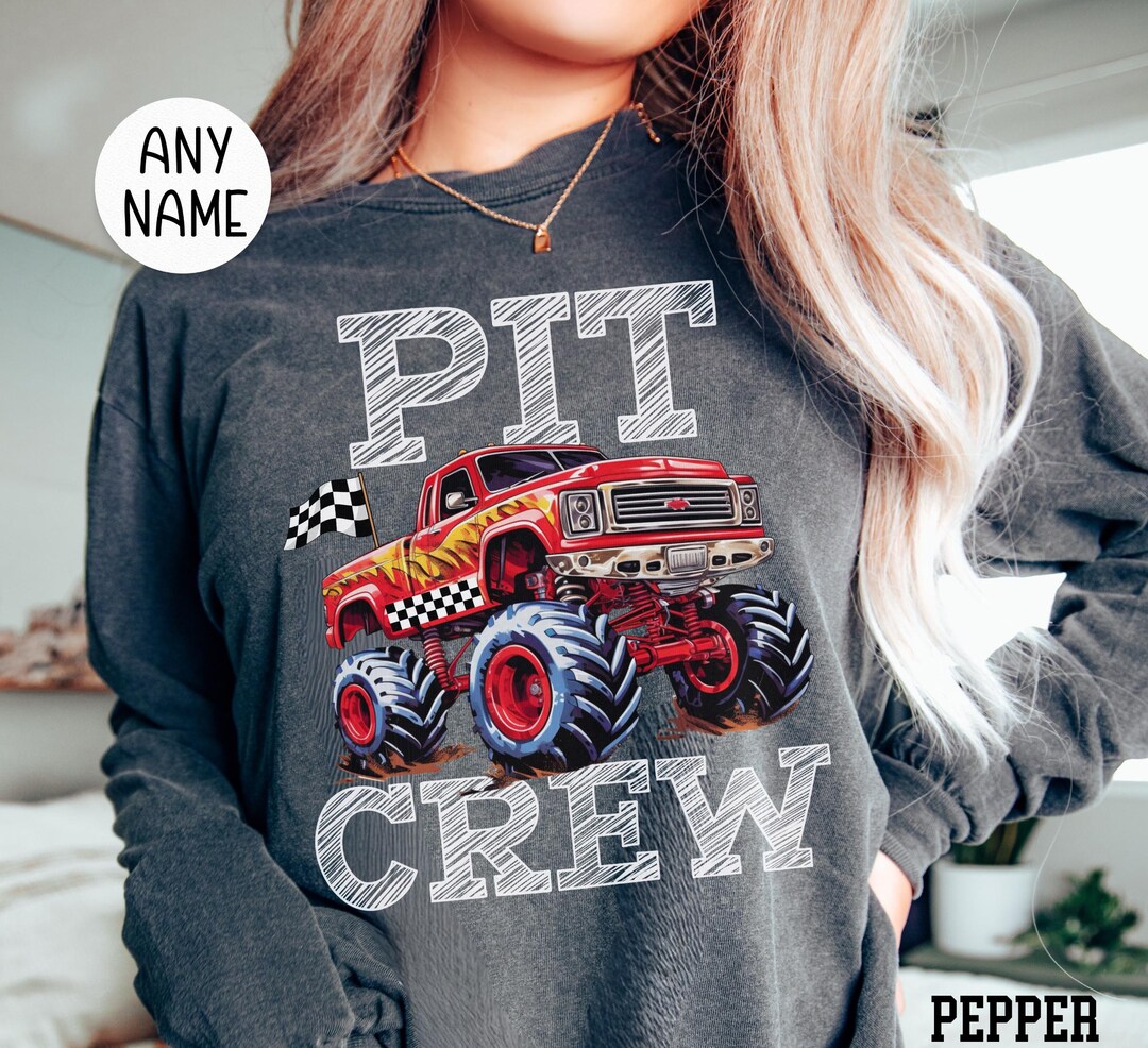 Long Sleeve Monster Truck Jam Pit Crew T-shirt, Racing Day Apparel ...