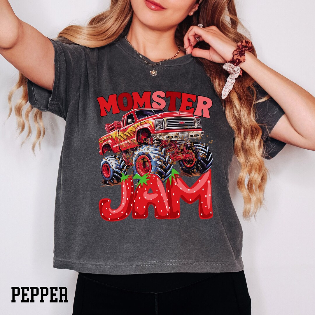Momster Jam Crop Top: Monster Truck Birthday Party Comfort Colors Tee ...