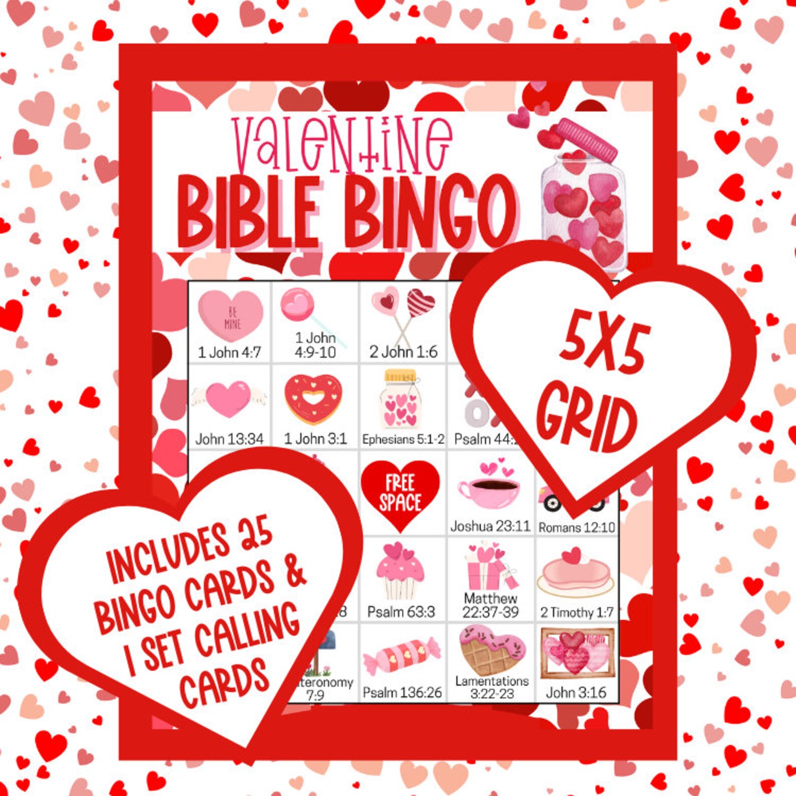 Valentine Bible Bingo - Etsy