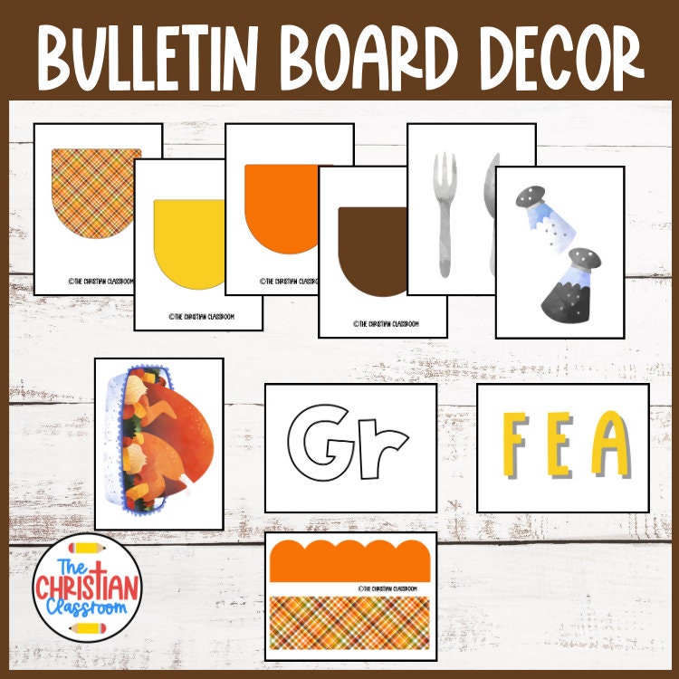 Gratitude Feast Bulletin Board Kit: Christian Classroom Decor (PDF) - Etsy