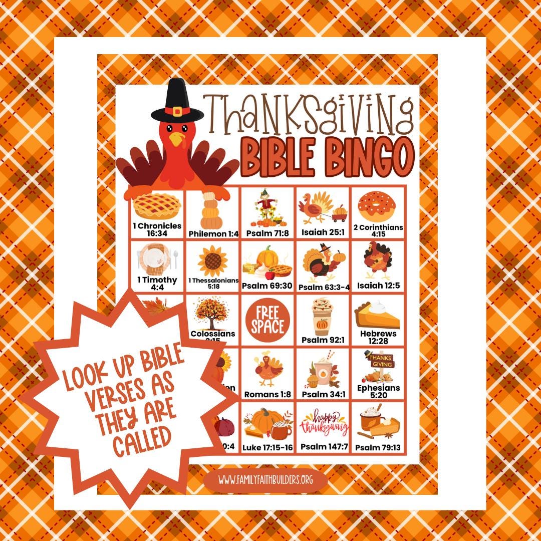 Thanksgiving Bible Bingo - Etsy
