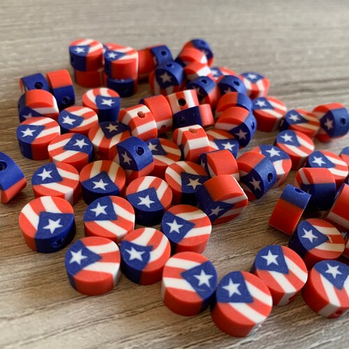 Puerto Rico Flag Flat Round Beads - Etsy