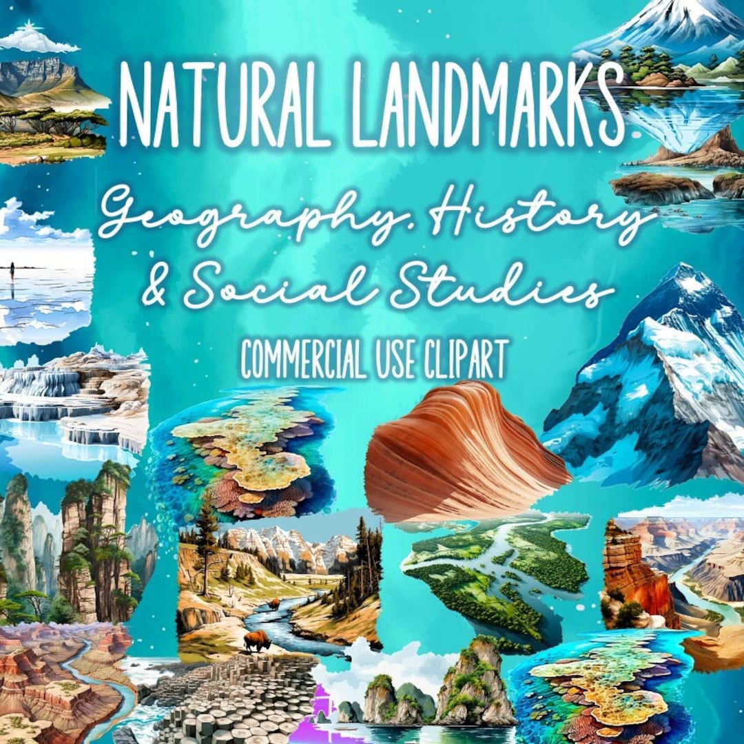 Natural World Landmarks Realistic History and Geography Clipart Png ...