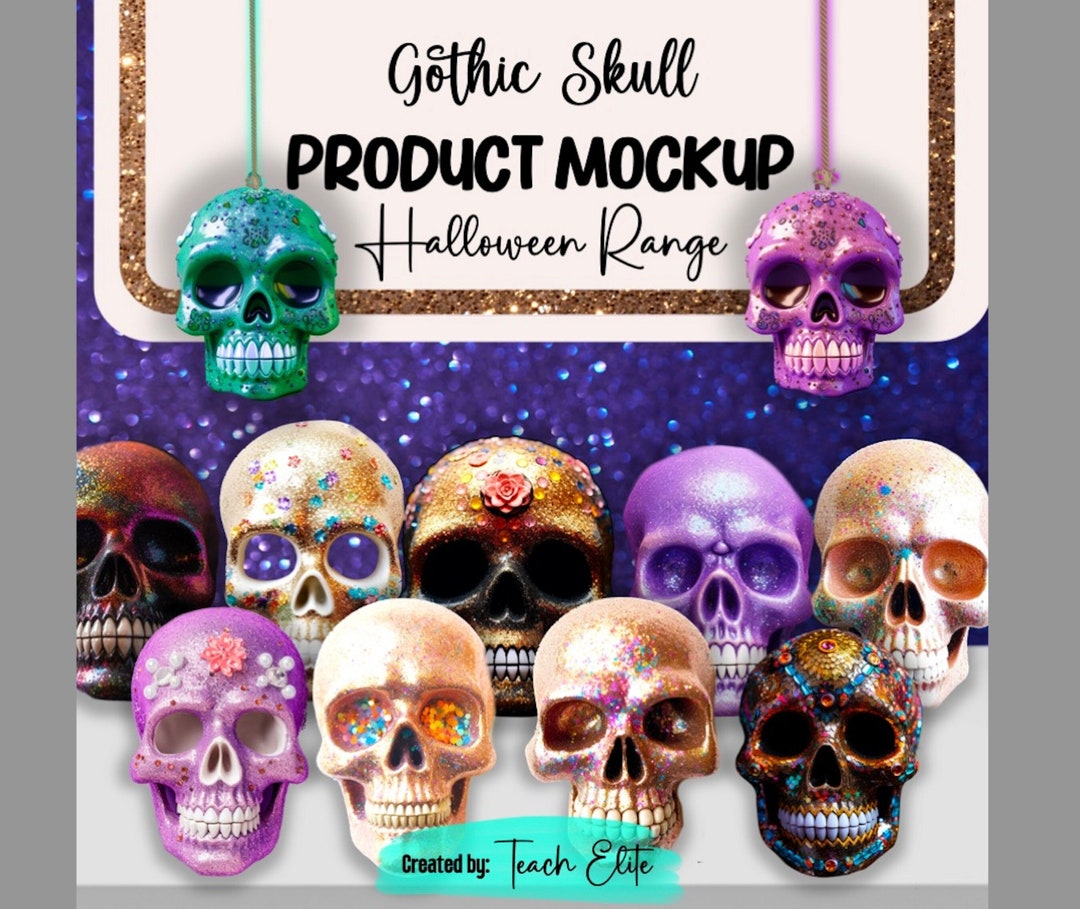 Halloween Skulls MOVEABLE Gothic Mock-up Png Images, Scene Creator, for ...