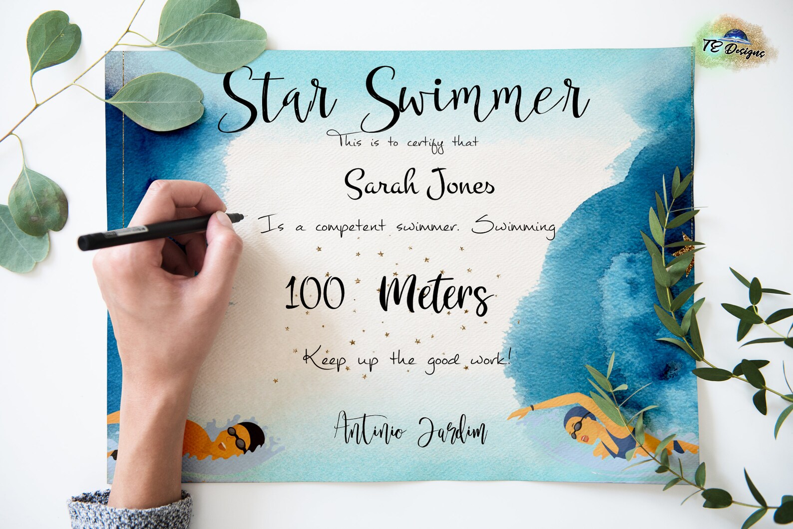 Editable Swimming Certificate Swim Award Digital Download - Etsy Australia