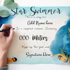 Editable Swimming Certificate, Swim Award, Digital Download, Child ...