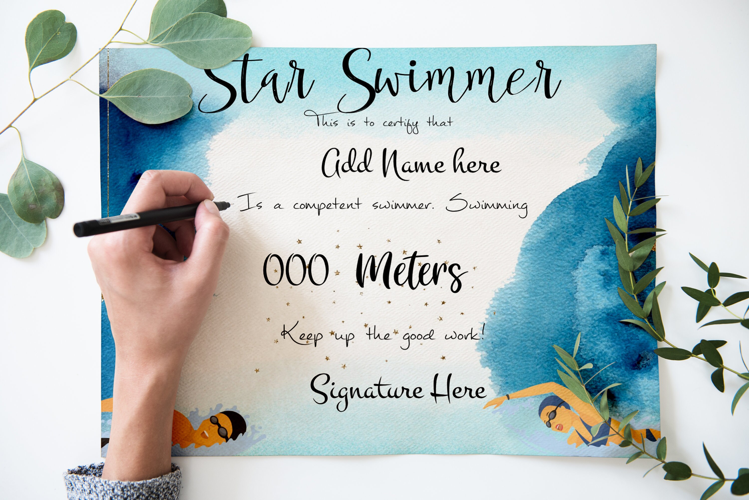 Editable Swimming Certificate, Swim Award, Digital Download, Child ...