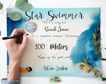 EDITABLE Swim Team Award Certificates, Swimming Awards, Printable Award ...