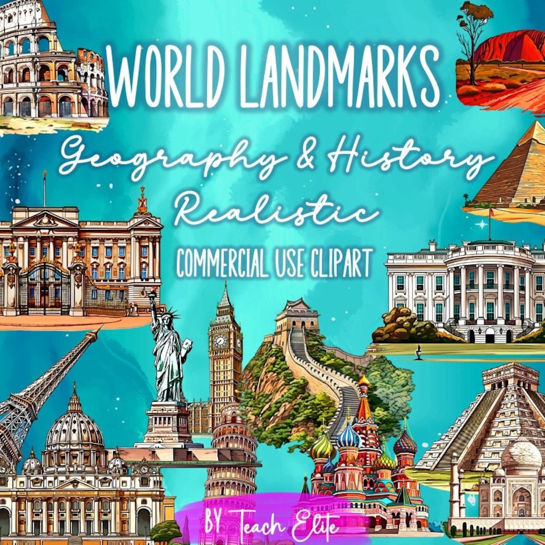 World Landmarks Realistic History and Geography Clipart Png Images ...