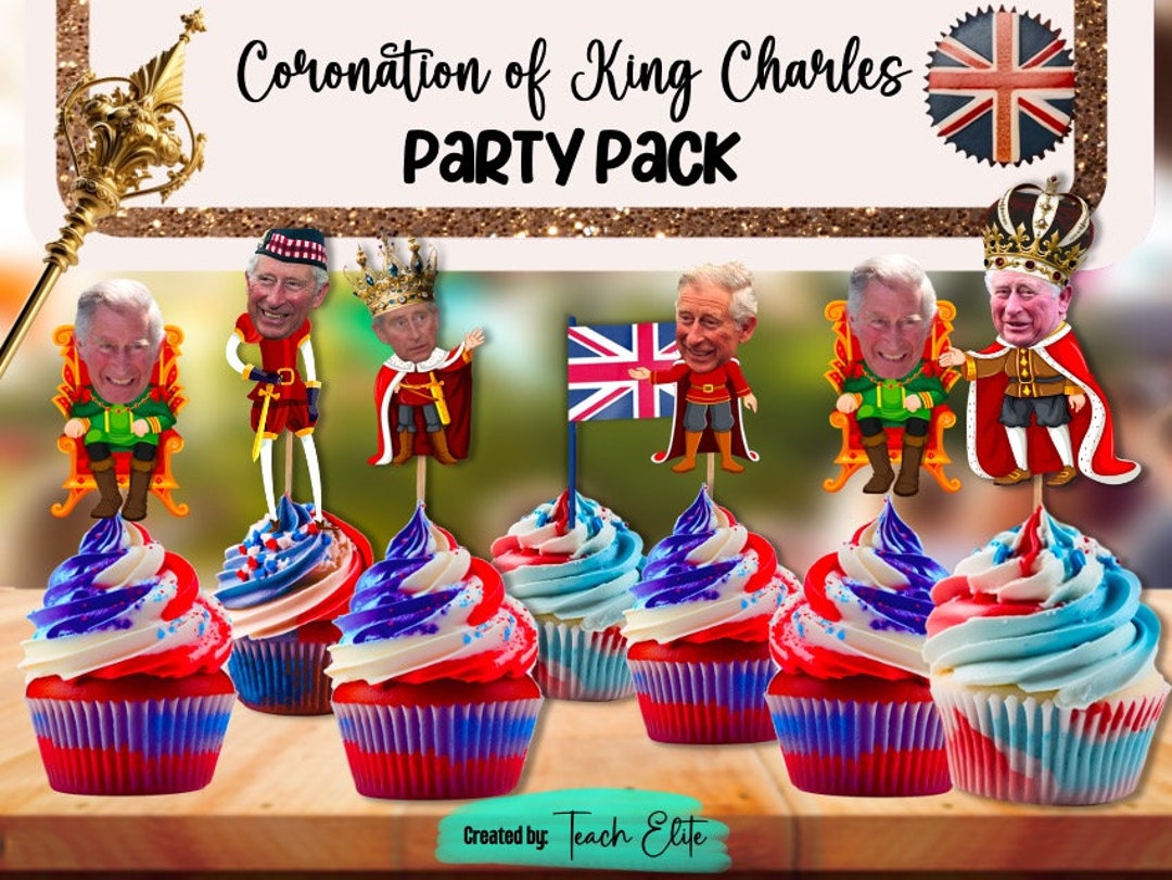 Coronation King Charles Decor, Party Decoration, Bunting, Cake Topper ...