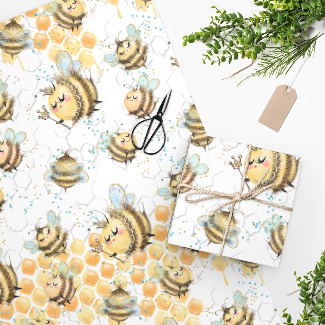 Wrapping Paper, Save the Bees, Queen Bee Gift Wrap Christmas Gift ...
