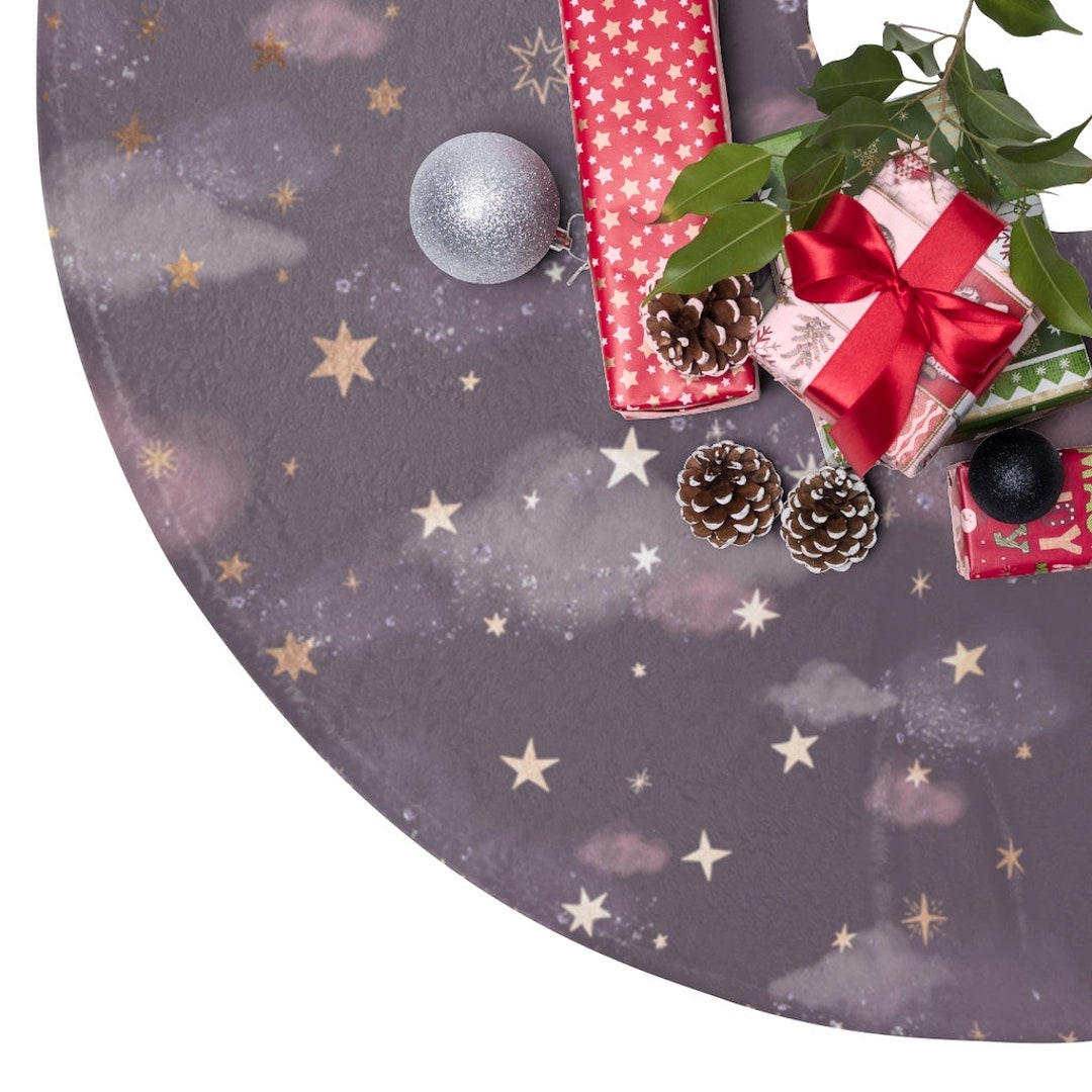 Festive Gold Stars and Fluffy Festive Clouds Christmas Tree Skirts - Etsy