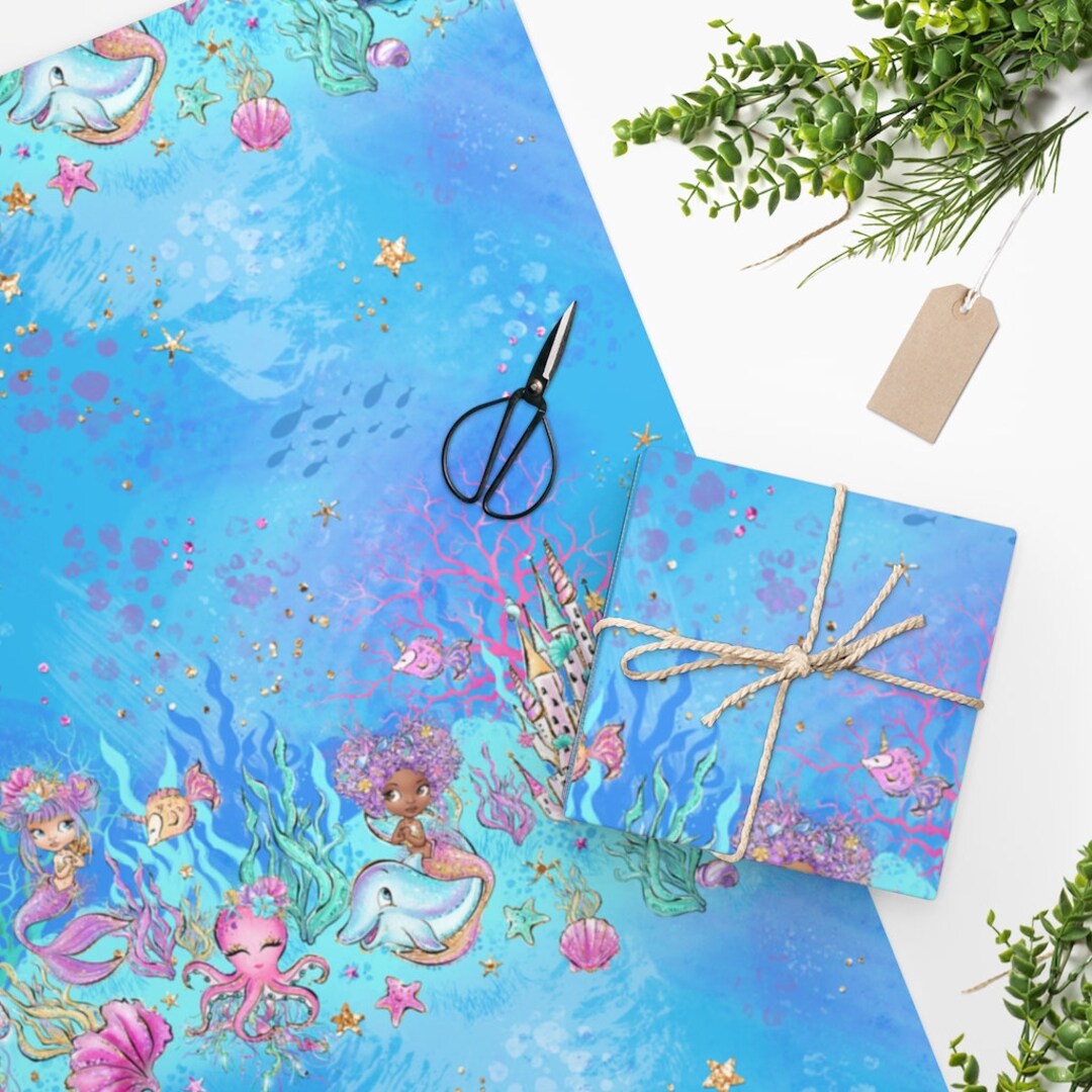 Mermaid Gift Wrap, Under the Sea Wrapping Paper, Little Mermaid Gift ...