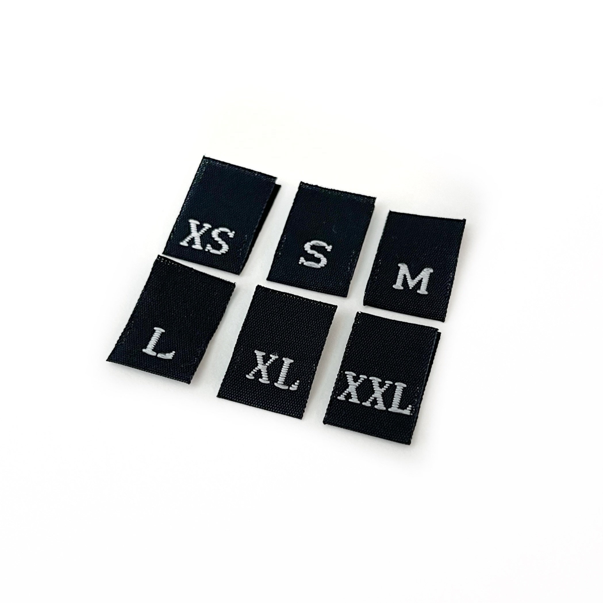 Woven Clothing Size Taffeta Labels Tabs Black (XS, S, M, L, XL, XXL) - Etsy