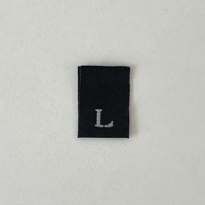Woven Clothing Size Taffeta Labels Tabs Black (XS, S, M, L, XL, XXL ...